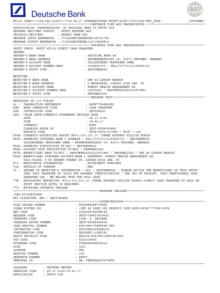 Mt103 | Download Free PDF | Service Industries | Financial Services