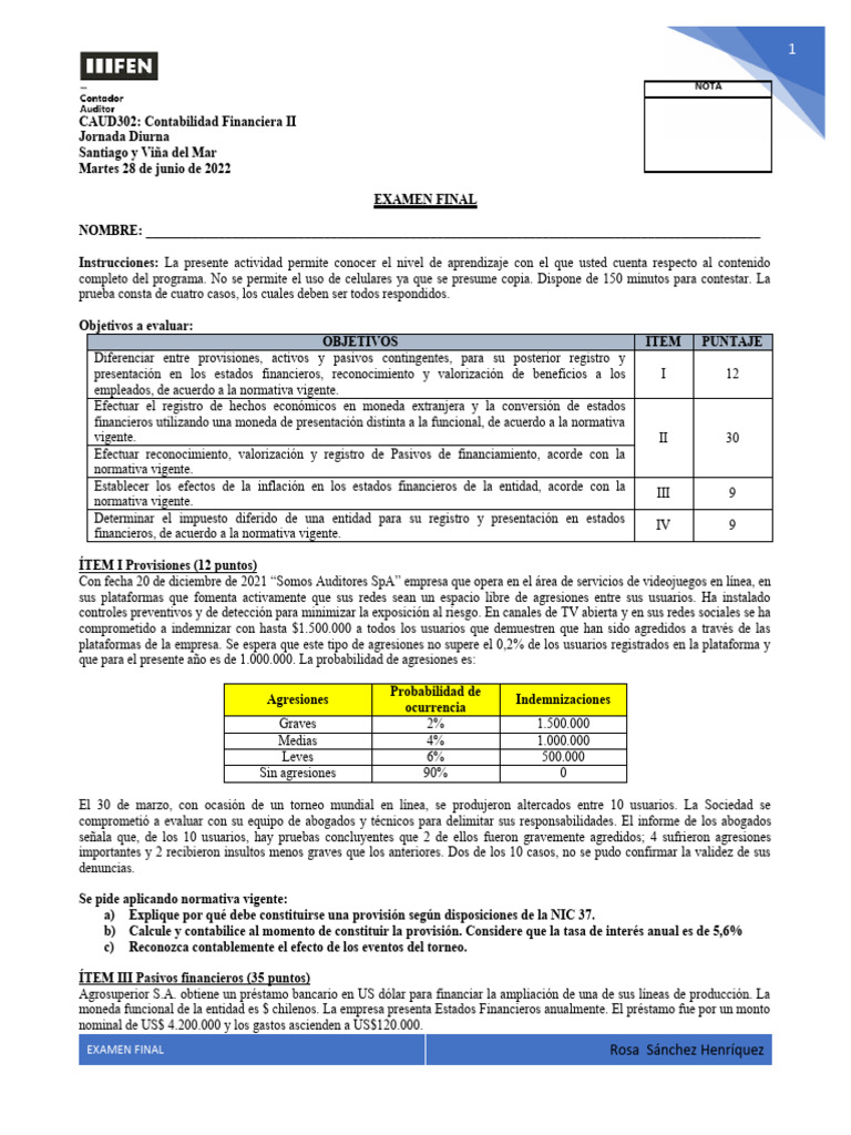 EXA CAUD302 Jornada Diurna 202210-1 | PDF | normas internacionales de ...