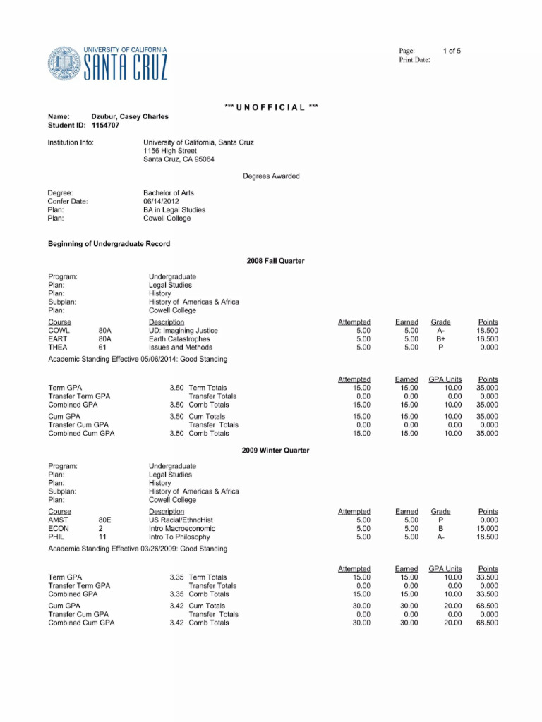 UCSC Transcripts - 20240702 - 110022 | PDF