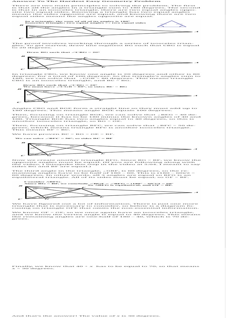Hardest Easy Geometry Problem Answer | PDF