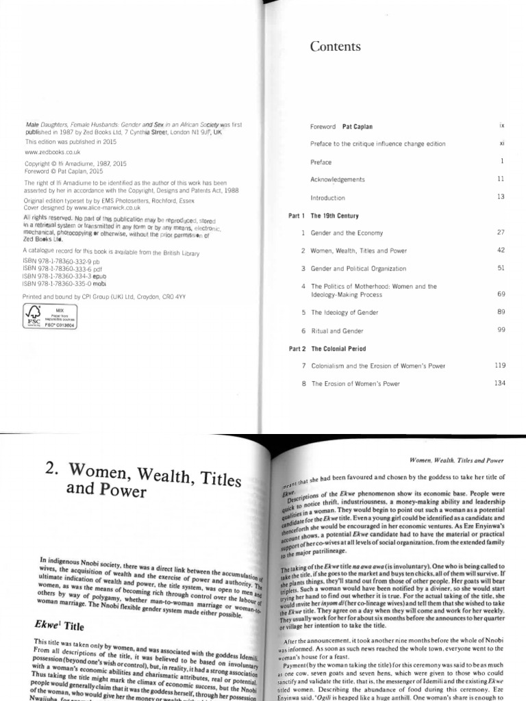 Amadiume, Ifi - Male daughters Female husbands. Cap 2 | PDF
