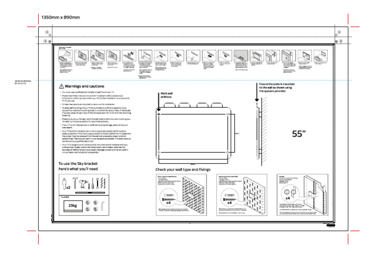 Sky Glass 55 Wall Mount Sheet - 1350 X 890 | PDF