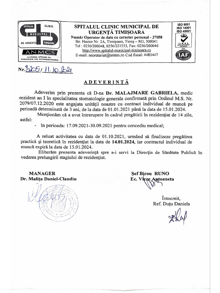 Adeverinta Concediu Medical | PDF