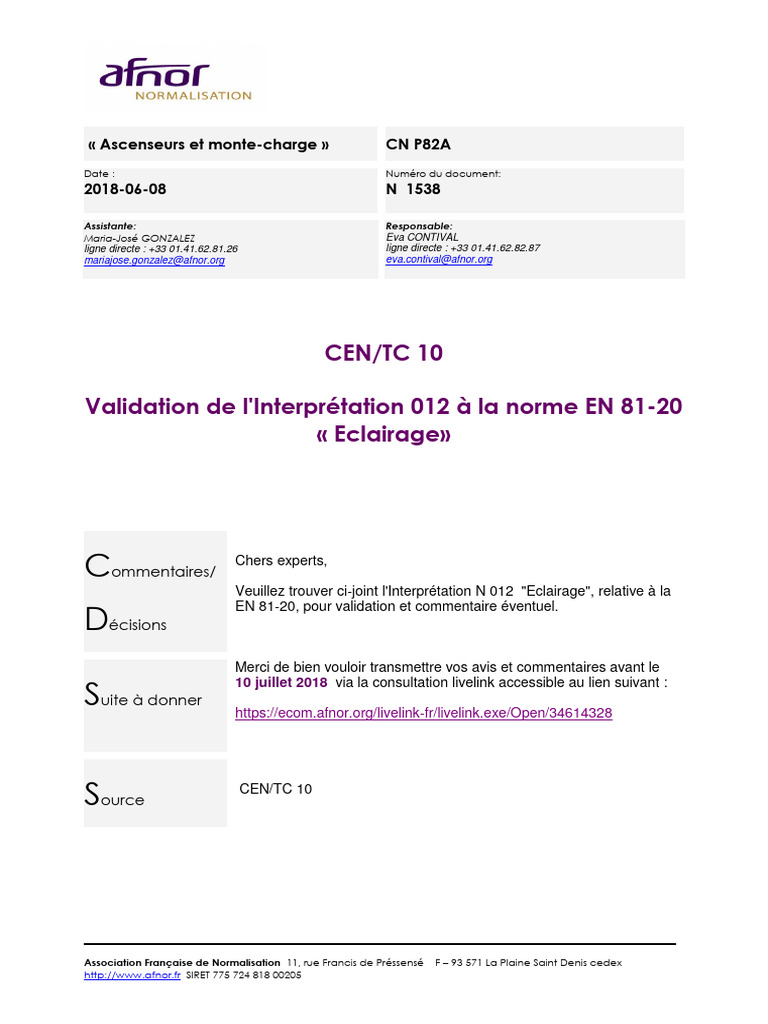 Validation de l'Interprétation 012 EN 81-20 | PDF | Diode ...