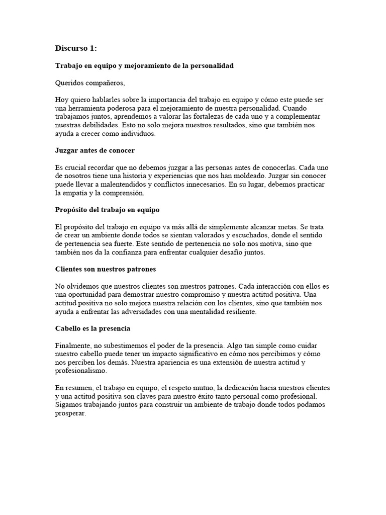 Discurso 1 | PDF | Psicología Social | Sicología