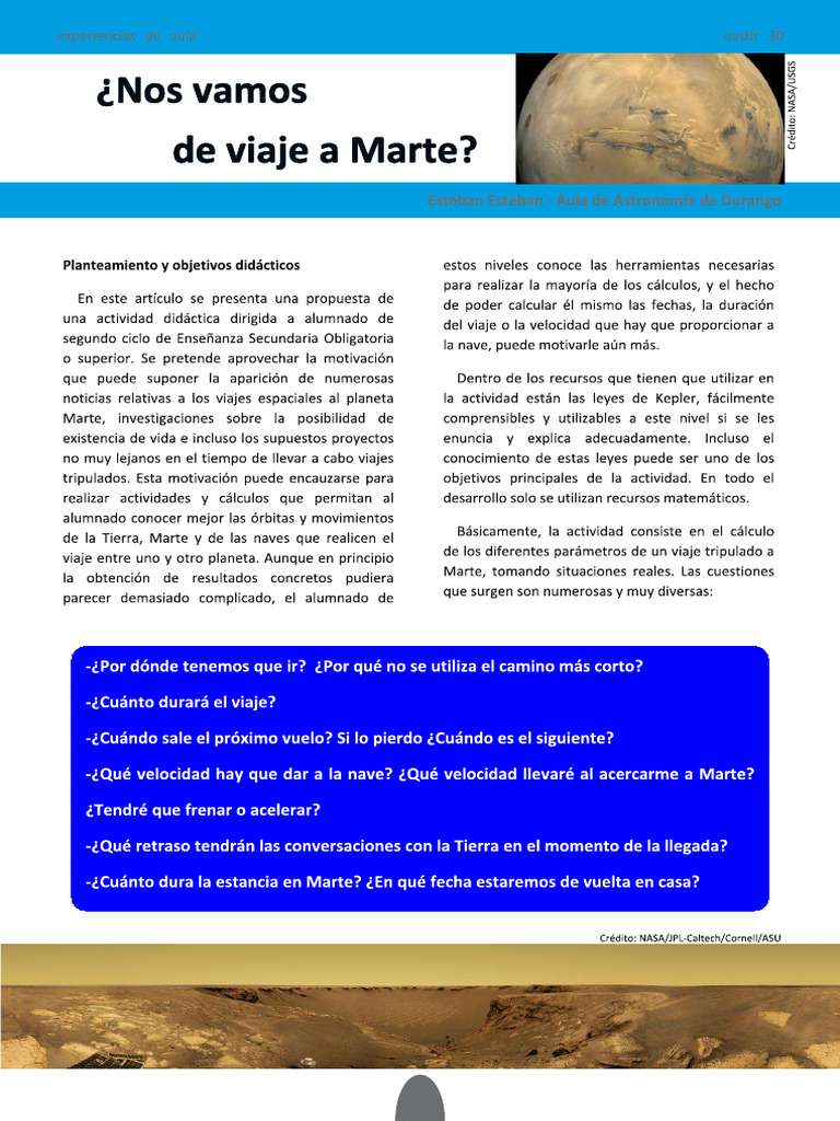 Nos Vamos de Viaje A Marte | PDF
