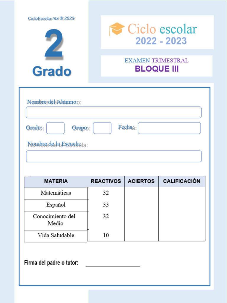 2° Examen Tercer Trimestre 2022-2023 Word Vicky | PDF | Temporada de primavera)