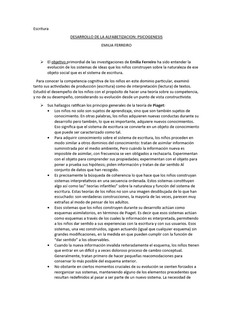 Psicogénesis de la escritura infantil | PDF | Literatura | Conocimiento