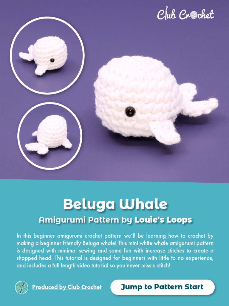 Beginner Beluga Whale Amigurumi Pattern | PDF | Crochet | Textile Arts