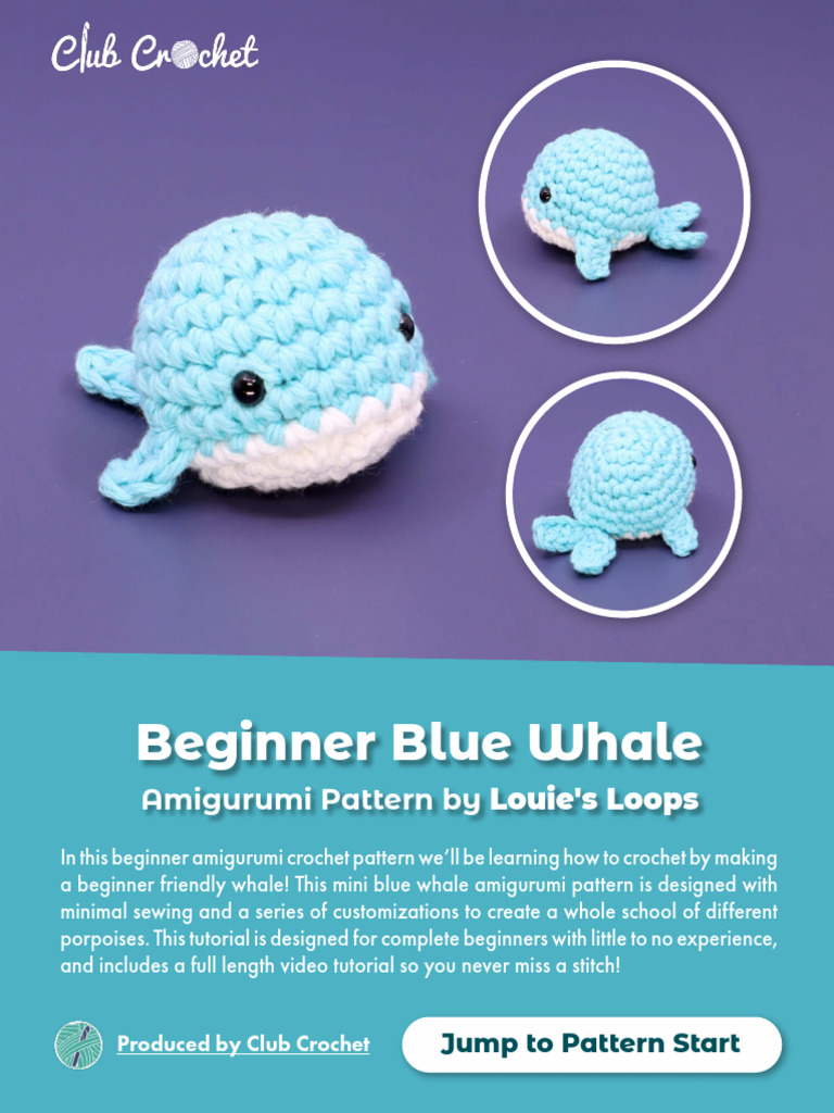 Beginner Whale Crochet Pattern - v1 | PDF | Crochet | Textile Arts