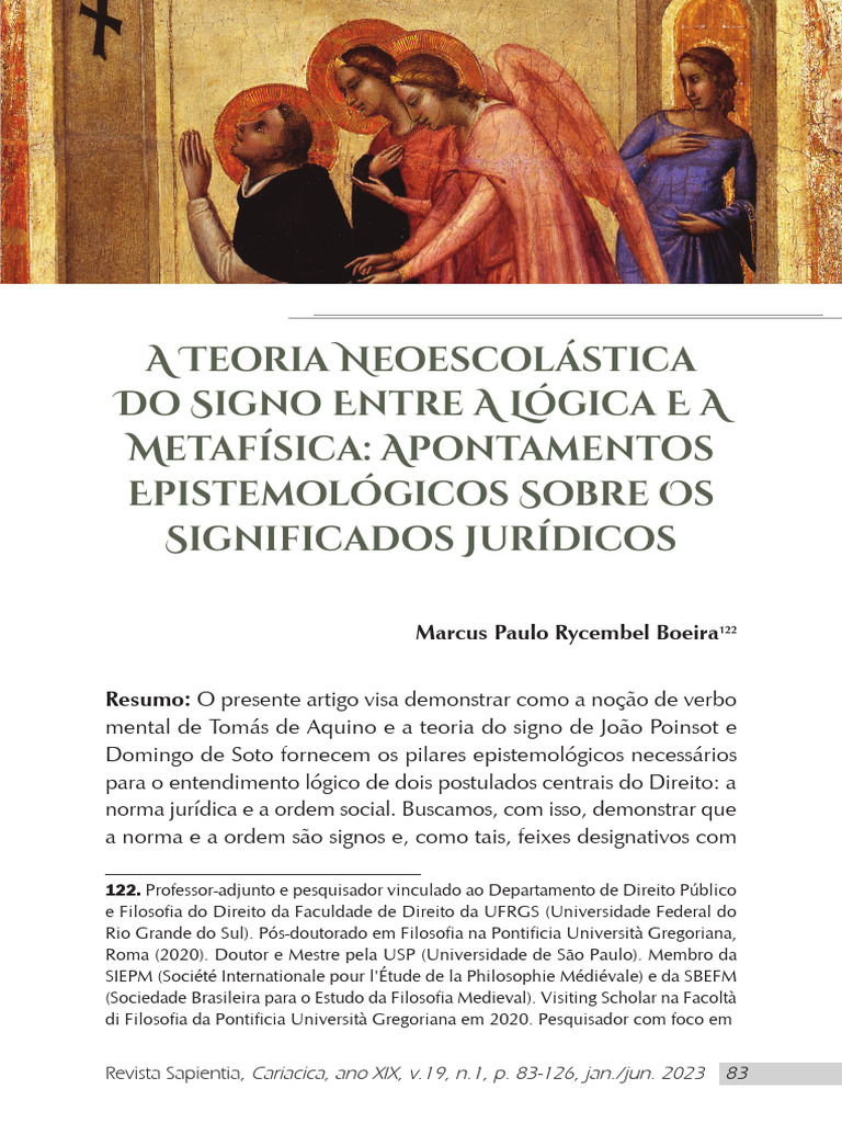 A Teoria Neoescolástica Do Signo Entre A Lógica E A Metafísica ...