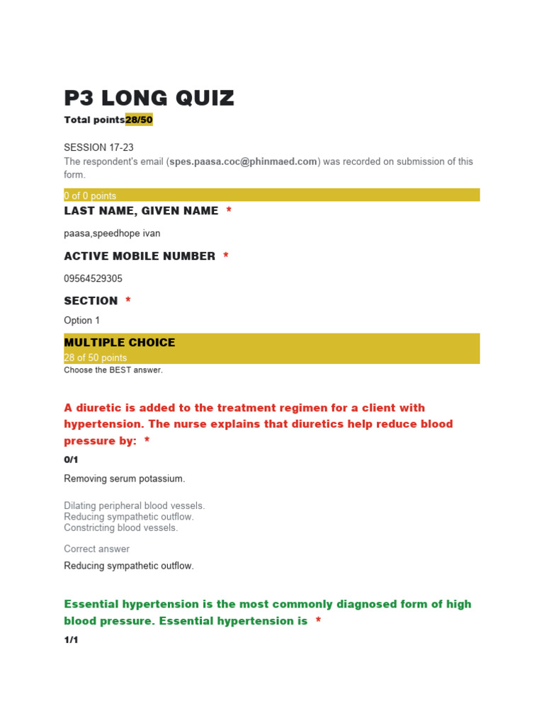 P3 Long Quiz Pha | PDF | Statin | Anemia