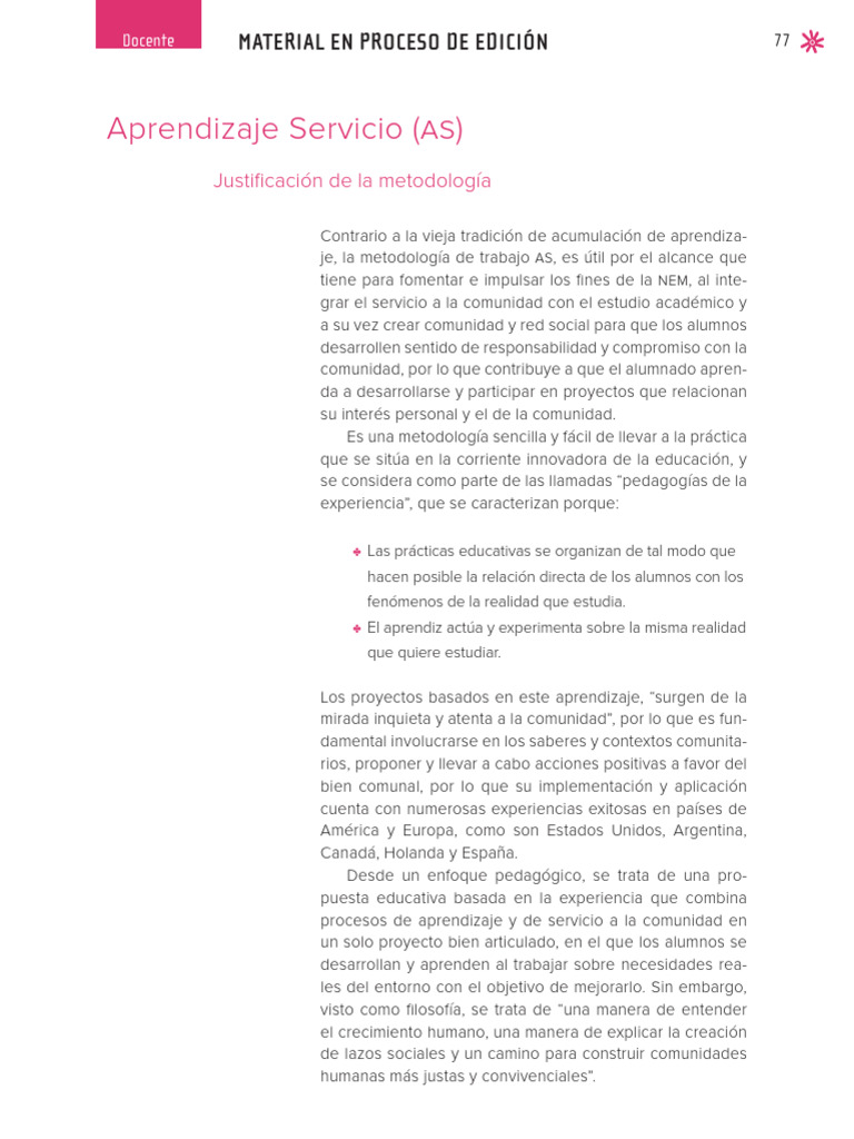 Material de Apoyo Aprendizaje Servicio | PDF | Aprendizaje | Sicología