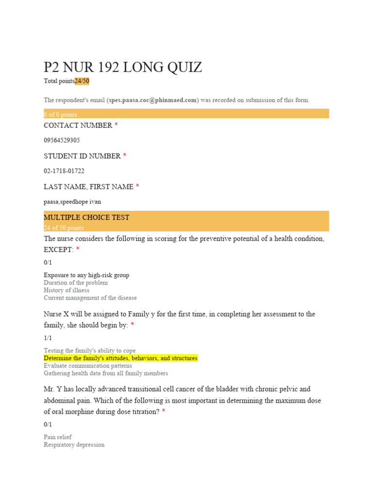 NUR 192 Influenza Quiz Insights | PDF | Nursing | Infection