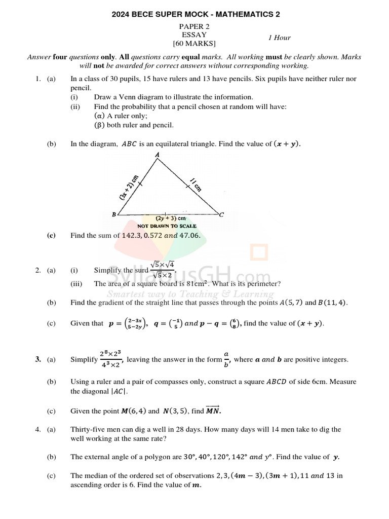 2024 Super Mock Mathematics 2 | PDF | Euclidean Geometry | Elementary Geometry