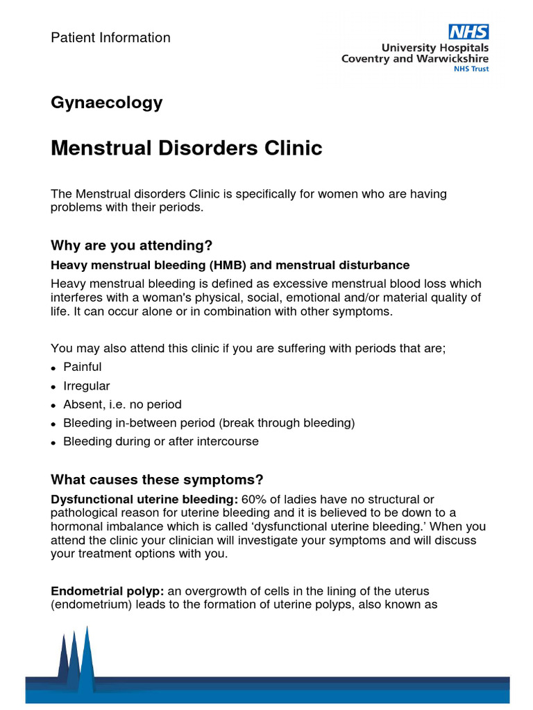 Menstrual Disorders Clinic | PDF | Uterus | Menstrual Cycle