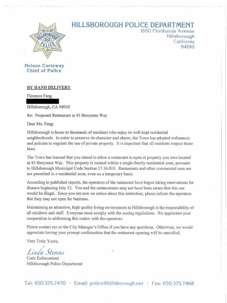 Redacted Letter To "Flintstone House" Owner Florence Fang | PDF
