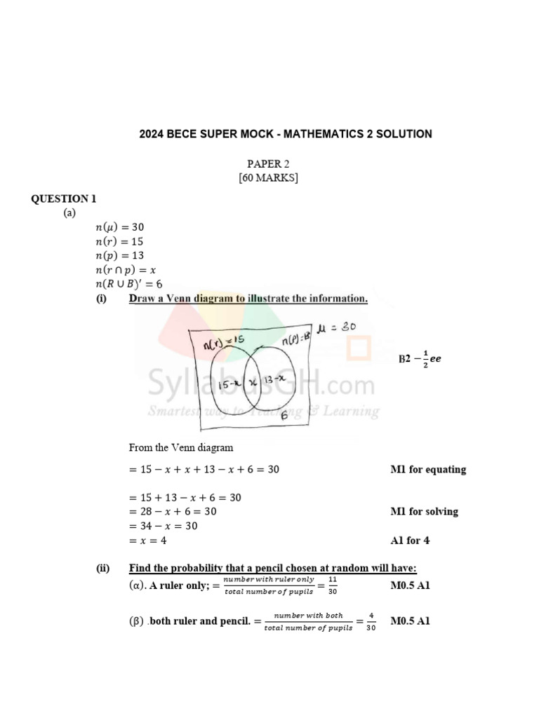 2024 Super Mock Mathematics 2 Solution | Download Free PDF | Mathematics