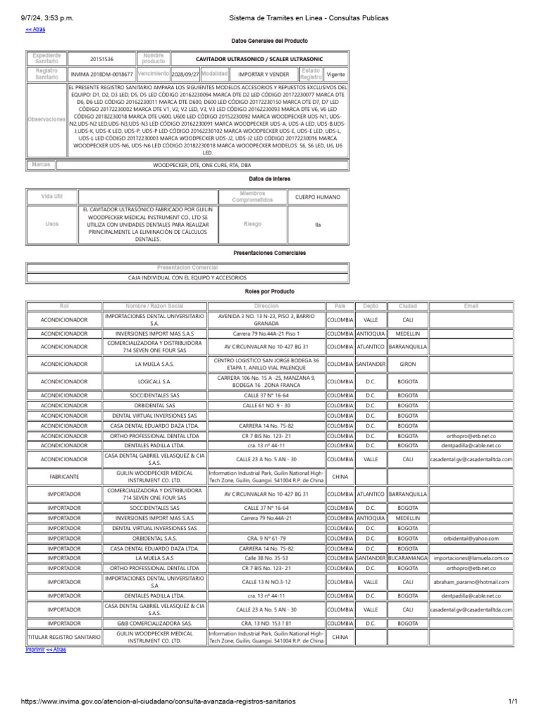 Consulta Avanzada Registros Sanitarios - INVIMA | PDF