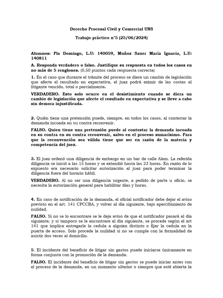 TP5 Procesal Civil 2024 | PDF | Apelación | Demanda judicial