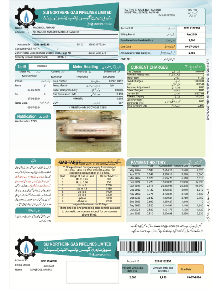 SNGPL - Web Bill | PDF