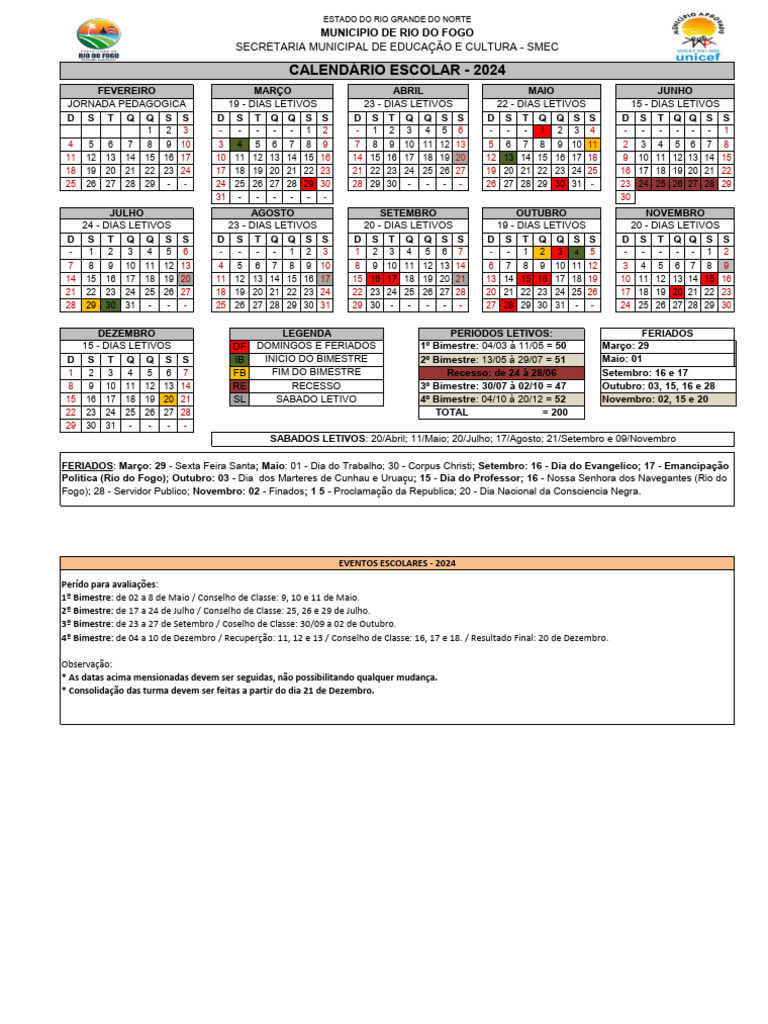 Calend - Rio Escolar Oficial 2024 | PDF