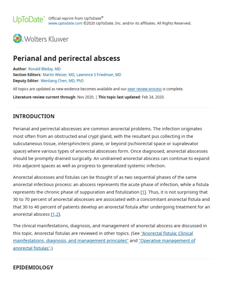 Perianal And Perirectal Abscess Uptodate Pdf Hemorrhoid
