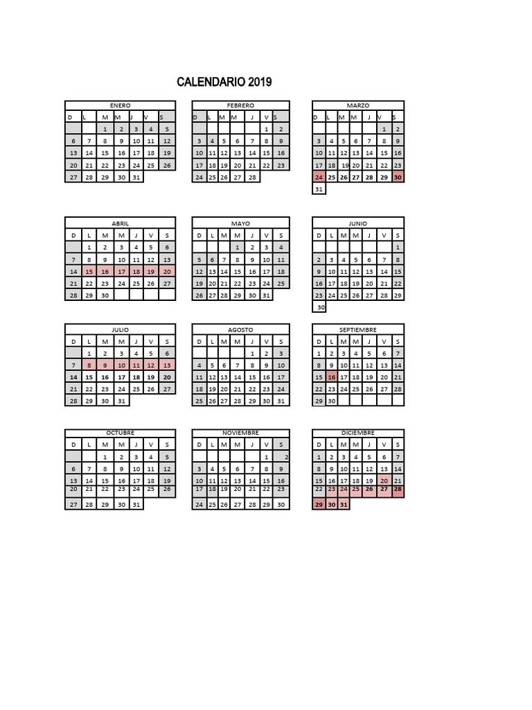 Calendario 2019 Completo | PDF