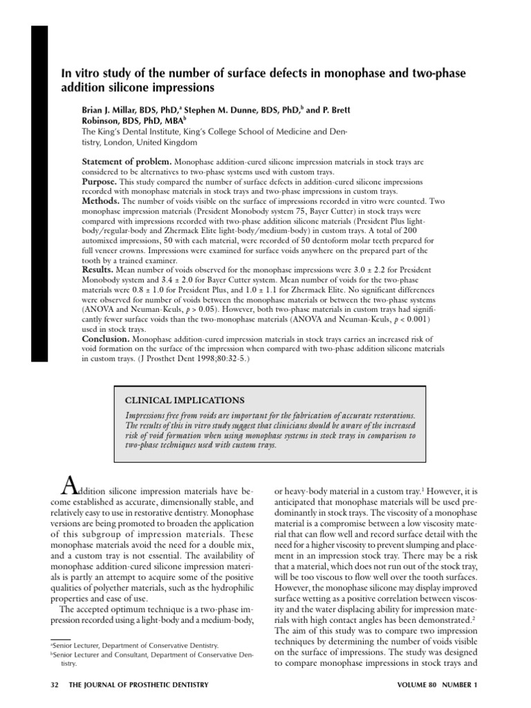 In Vitro Study of The Number of Surface Defects in Monophase and Two-Phase | PDF | Dental Degree ...
