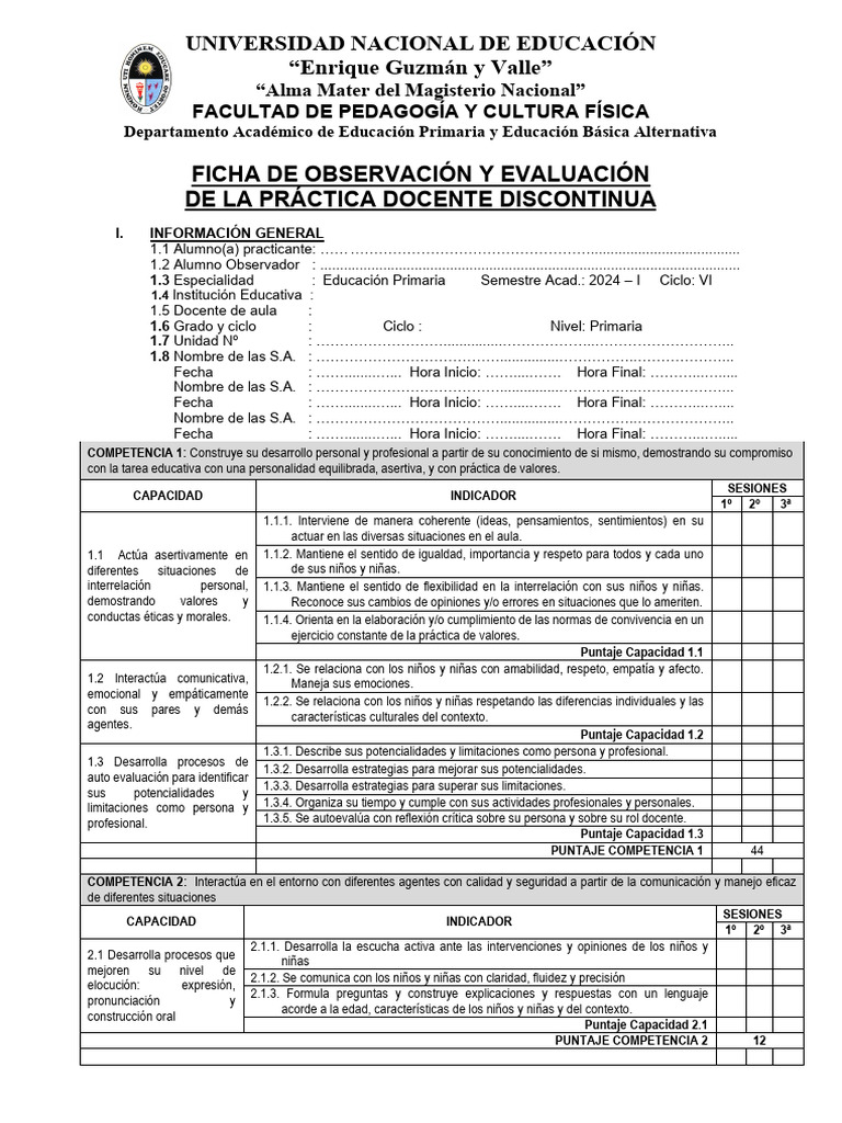 Ficha de Evaluaciã N de La Sesiã N de Aprendizaje 2024-I | PDF | Aprendizaje | Evaluación
