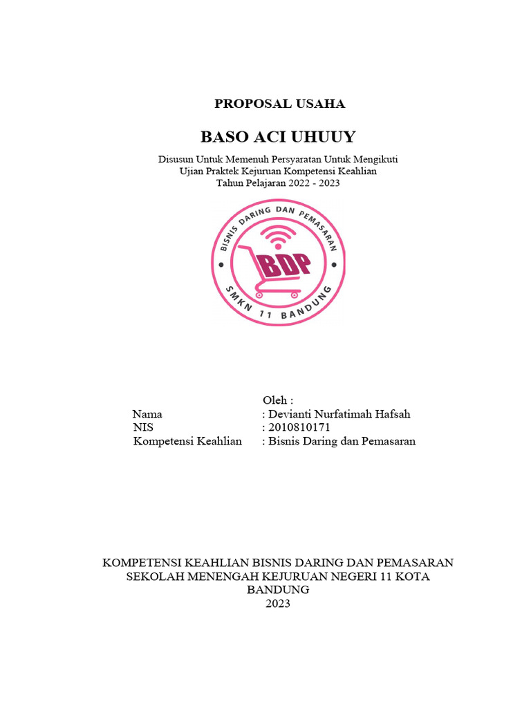 Proposal Usaha Ujikom Devianti Nurfatimah Hafsah 12 BDP 2 | PDF