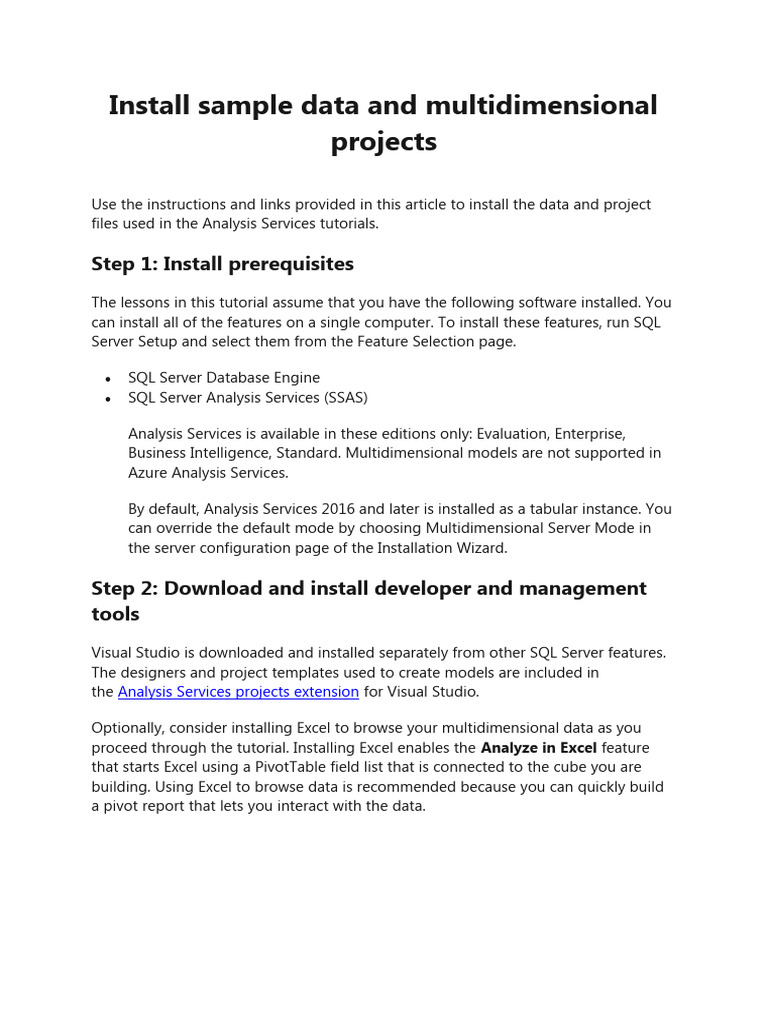 Ssas - Install Sample Data and Multidimensional Projects | PDF ...
