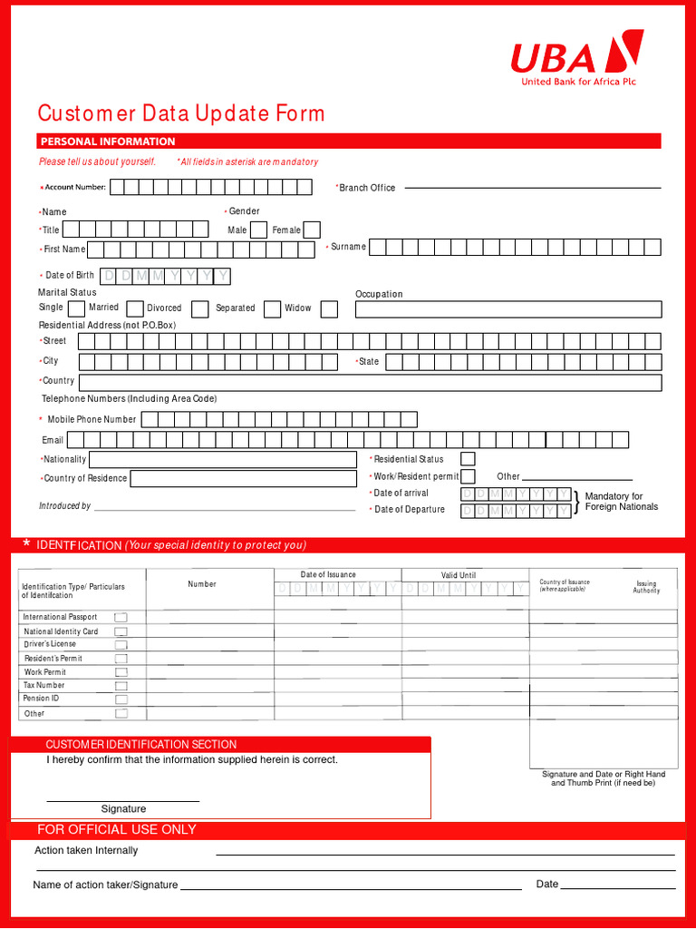 Customer Data Update Form - (Personal) | PDF | Identity Document ...