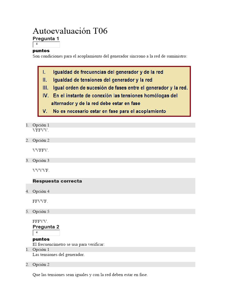 Autoevaluación Generadores Síncronos T06 | PDF | Ciencia y matemáticas ...
