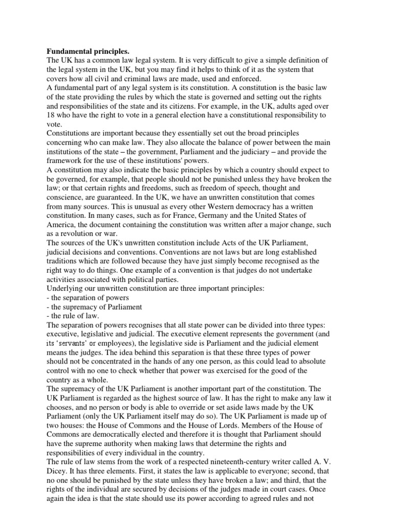 UK Unwritten Constitution Explained | PDF | Politics