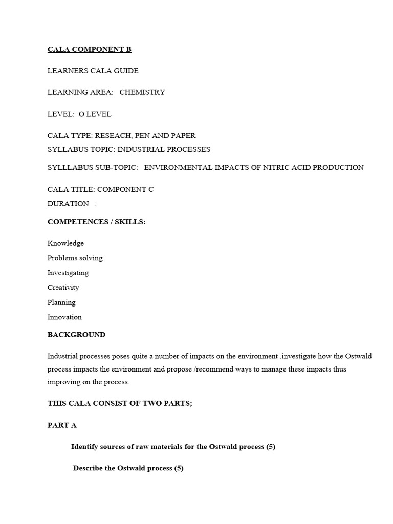 Chemistry CALA 4 Learners | PDF