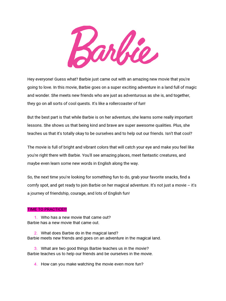 Barbie Exercise | PDF | Language Arts & Discipline