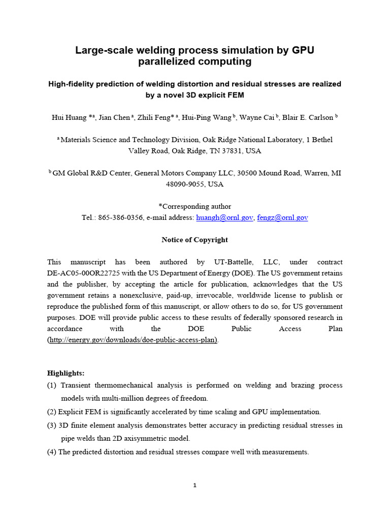 Large-Scale Welding Process Simulation by GPU | PDF | Finite Element Method | Welding