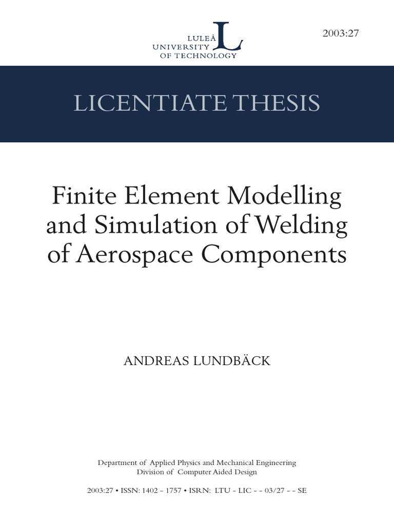 Finite Element Modelling and Simulation of Welding of Aerospace Components | PDF | Welding ...
