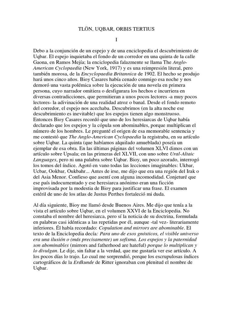 1 Orbis Tertius. de Jorge Luis Borges | PDF | Ciencias sociales | Historia