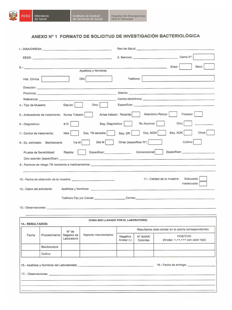 Formato Para Solicitud de Baciloscopia | PDF