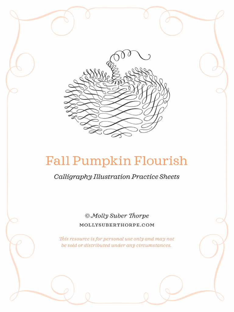 Pumpkin Flourish Practice Sheets - A4 Size | PDF