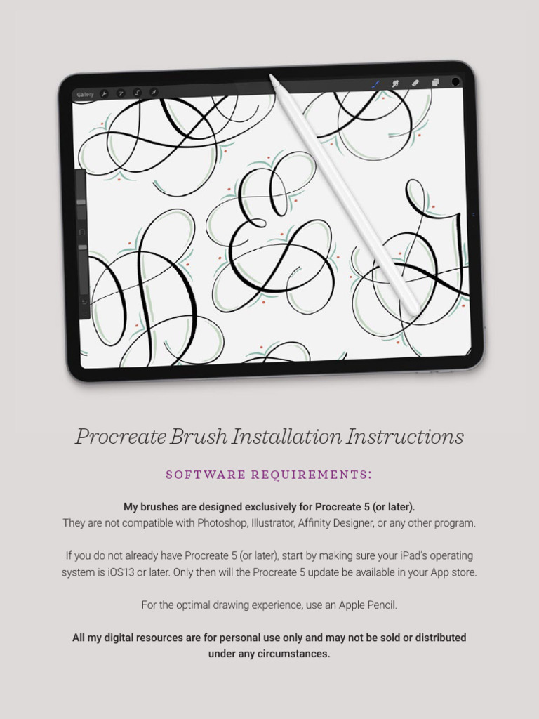 Procreate Brush Installation Instructions | PDF | I Pad | Icon (Computing)