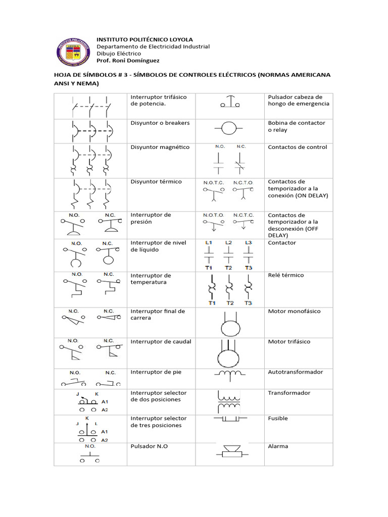 Simbolos Controles Electricos Americano | PDF | Cambiar | Componentes ...
