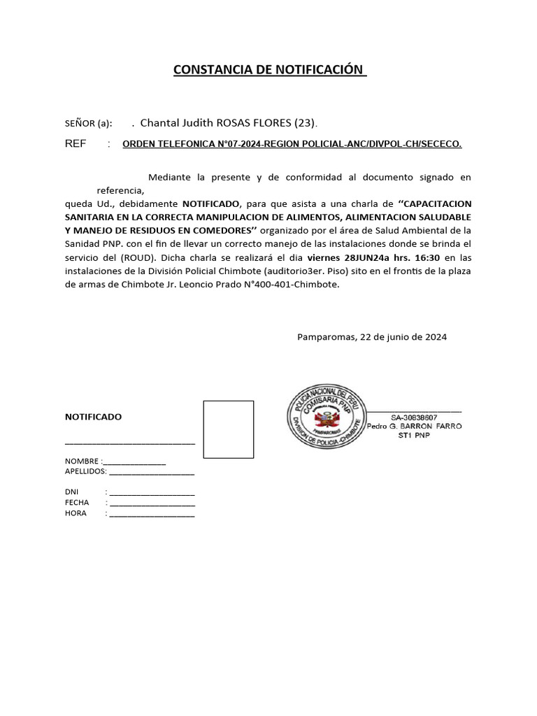 CONSTANCIA DE NOTIFICACIÓN | PDF