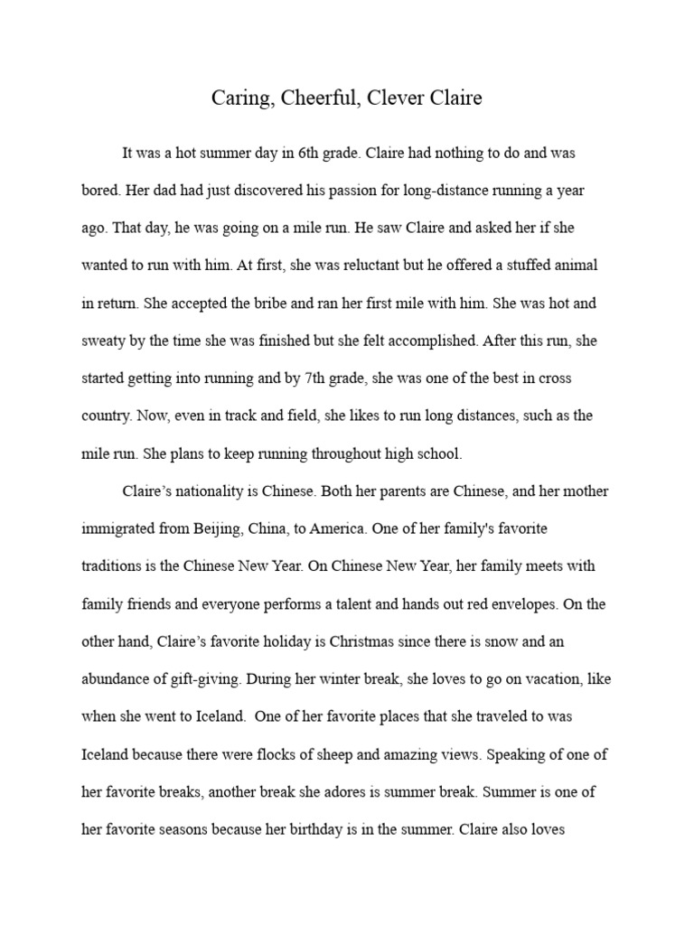 Caring, Cheerful, Clever Claire | PDF