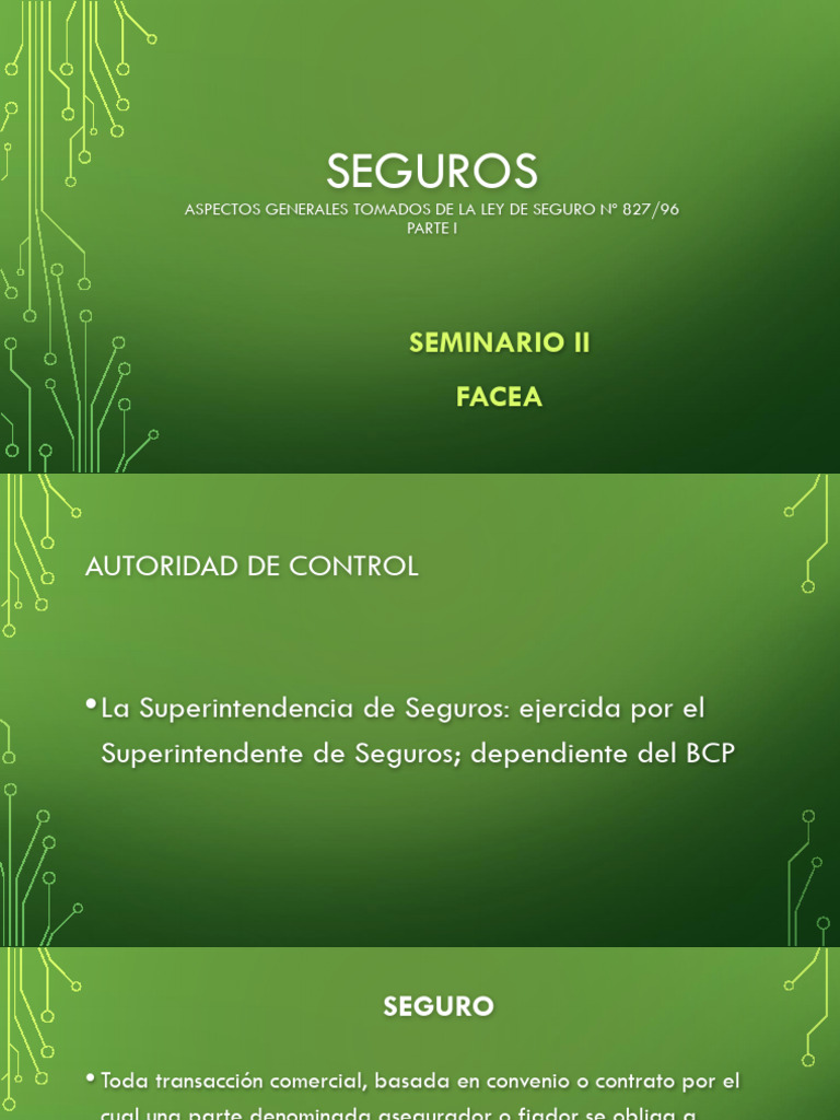 Pps Ley de Seguros Parte I | PDF | Póliza de seguros | Seguro