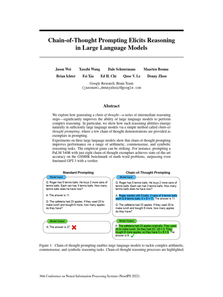 NeurIPS 2022 Chain of Thought Prompting Elicits Reasoning in Large Language Models Paper ...
