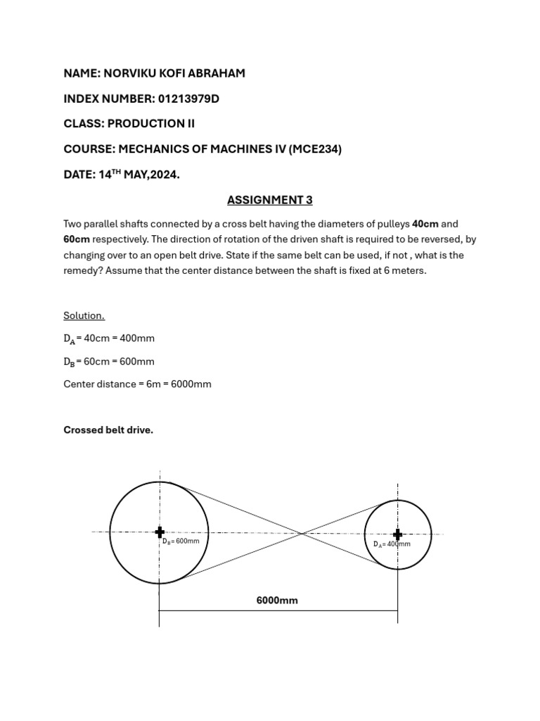 Belt Drive Mechanics: Crossed to Open | PDF