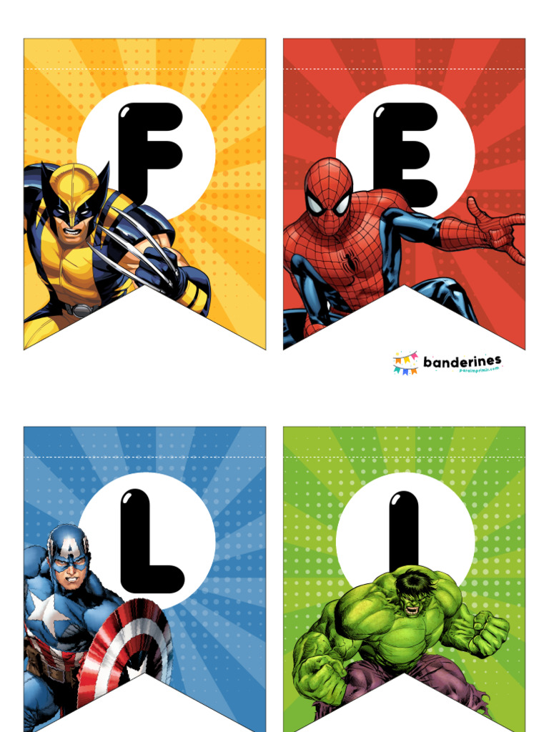 Banderines de Superheroes para Imprimir Gratis PDF | PDF